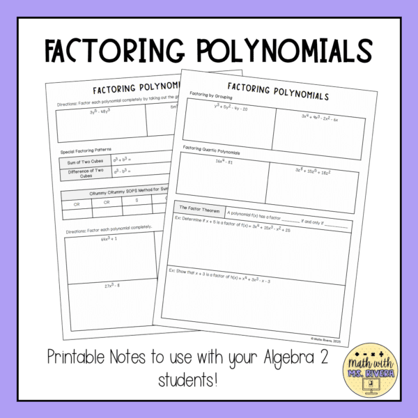 Factoring Polynomials Guided Notes Lesson | Algebra 2 Curriculum ...