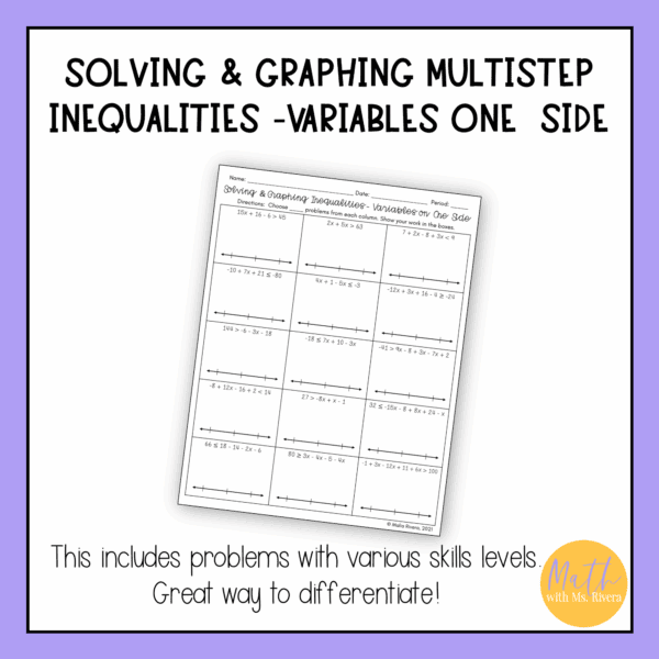 Solving and Graphing Multi Step Inequalities by Combining Like Terms ...