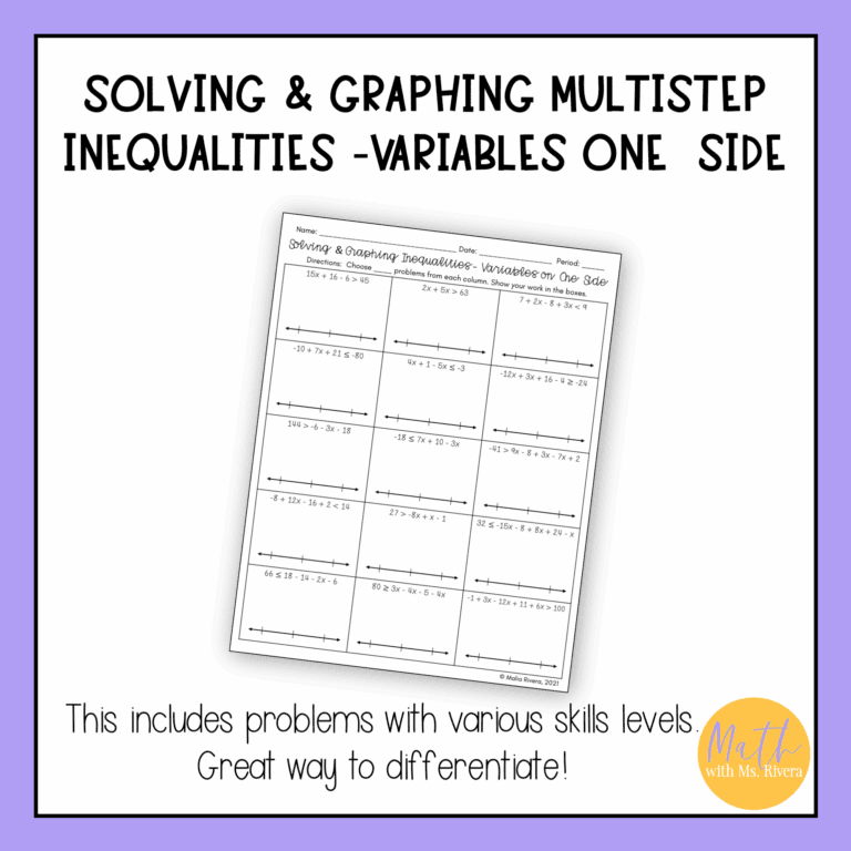 Solving and Graphing Multi Step Inequalities by Combining Like Terms ...
