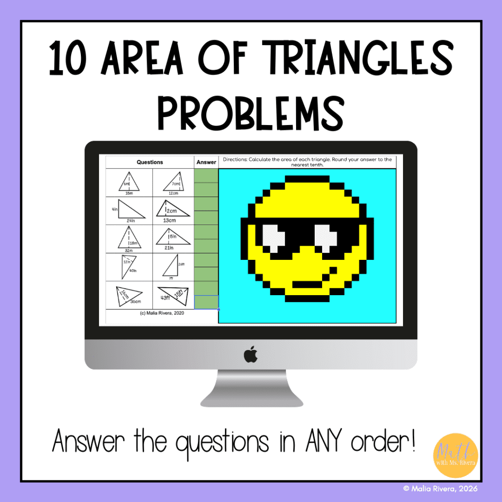 Area of Triangles Pixel Art Digital Activity for 6th Grade Math - Malia ...
