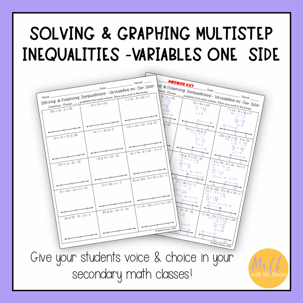 Solving and Graphing Multi Step Inequalities by Combining Like Terms ...