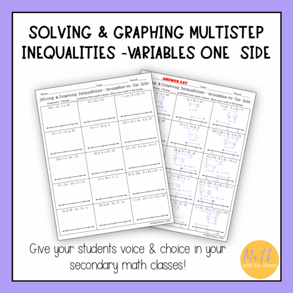 Solving and Graphing Multi Step Inequalities by Combining Like Terms ...