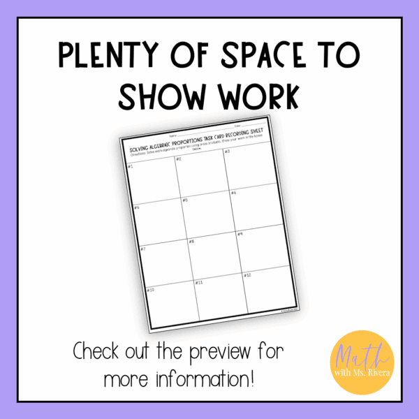 Solving Algebraic Proportions Task Cards Self Checking Activity for ...