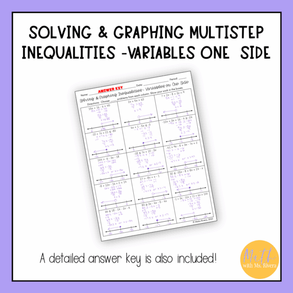 Solving and Graphing Multi Step Inequalities by Combining Like Terms ...