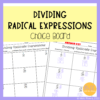 Dividing Radicals Choice Board Worksheet for Algebra 1 - Maila Rivera ...