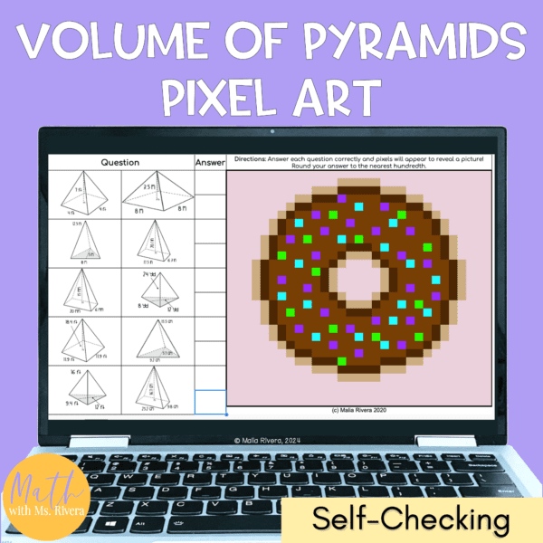 Volume of Pyramids Pixel Art Digital Self Checking Activity for 7th ...