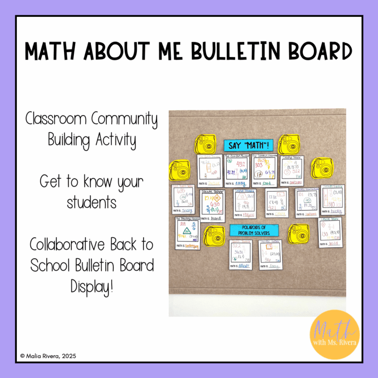 High School Math About Me Bulletin Board Back to School Activity ...