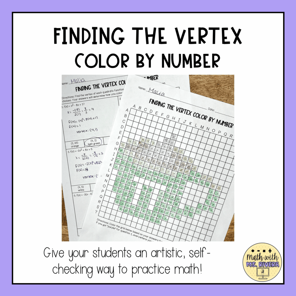 Winter Finding the Vertex Color by Number Pixel Art Worksheet for ...