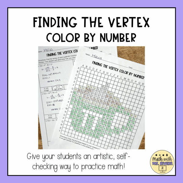 Winter Finding the Vertex Color by Number Pixel Art Worksheet for ...