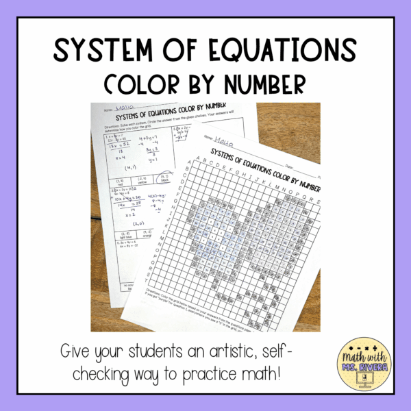 Winter Solving Systems of Equations Color by Number Worksheet for ...