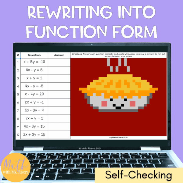 Standard Form to Slope Intercept Form Thanksgiving Digital Pixel Art ...