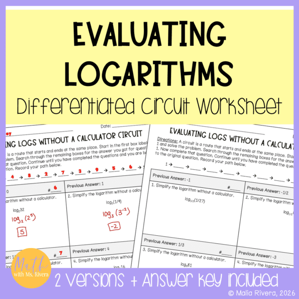 Evaluating Logarithms Using Log Properties Differentiated Circuit ...